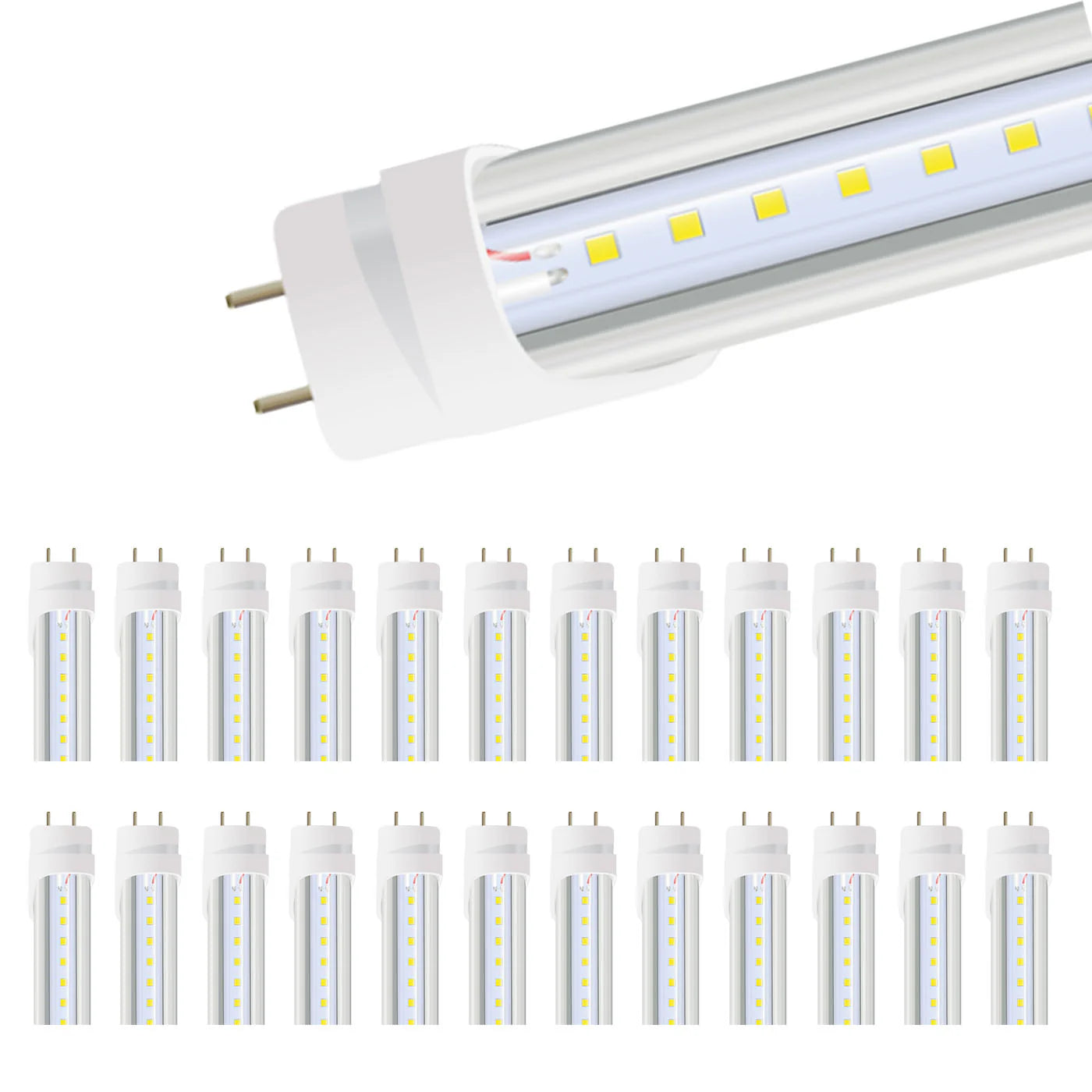 4ft 18W LED Tube Lights - 25-Pack Type A/B - Clear ETL